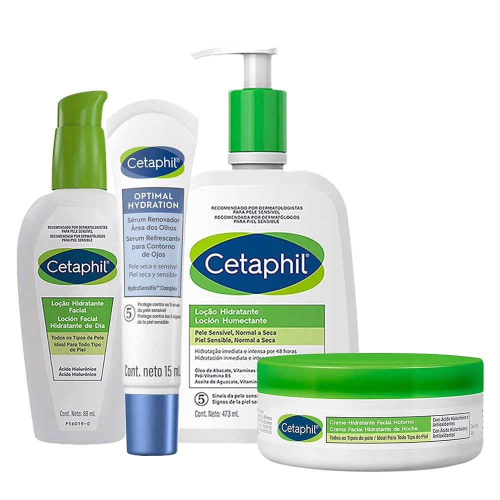 Cetaphil Kit – Creme Facial + Creme Noturno + Sérum para Olhos + Loção ...
