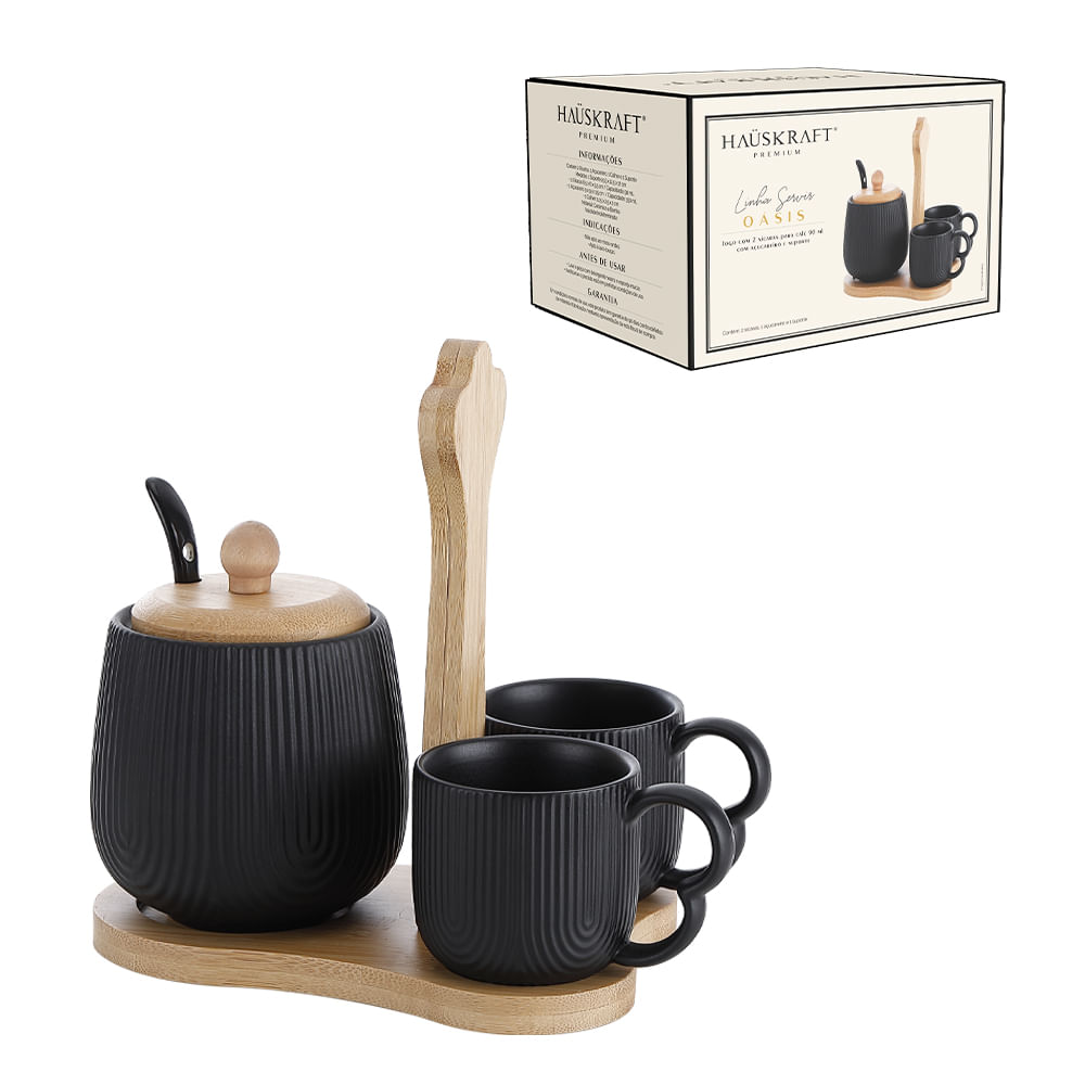 Conjunto Xícaras de Café e Açucareiro Oasis Hauskraft 4 Peças
