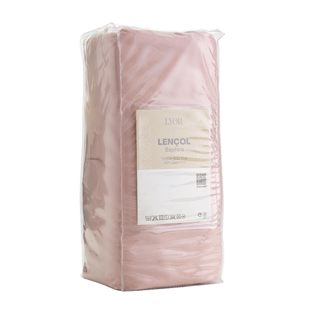 Lençol com Elástico Hotel Saphira King Toque 300 Fios Rosa