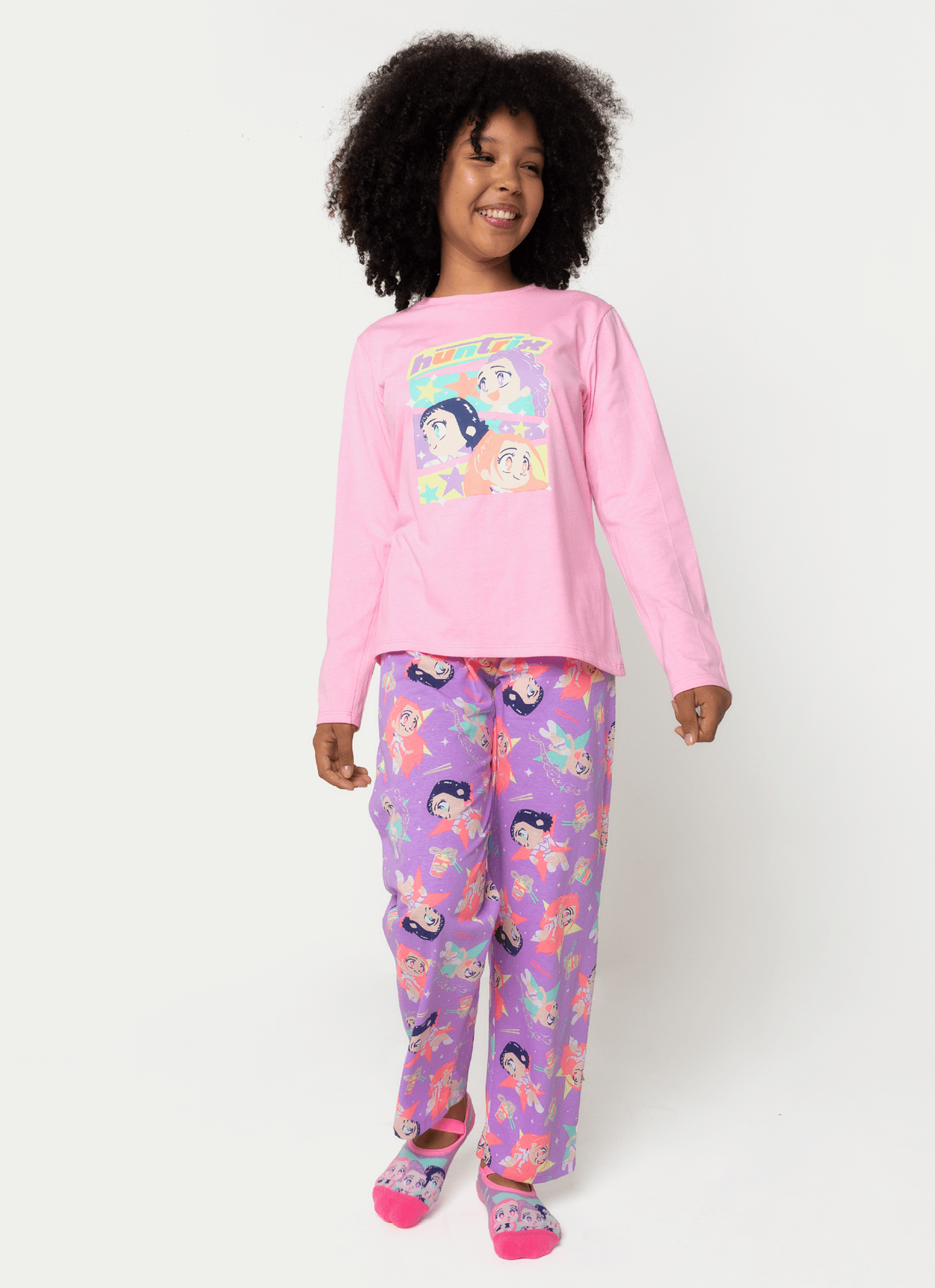 Pijama Manga Longa Menina Teen Guerreiras do K-Pop