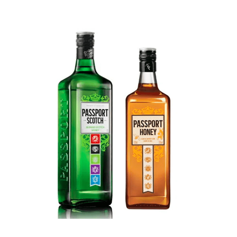 Whisky Escocês Passport Honey 670ml + Whisky Passport Scotch 1L