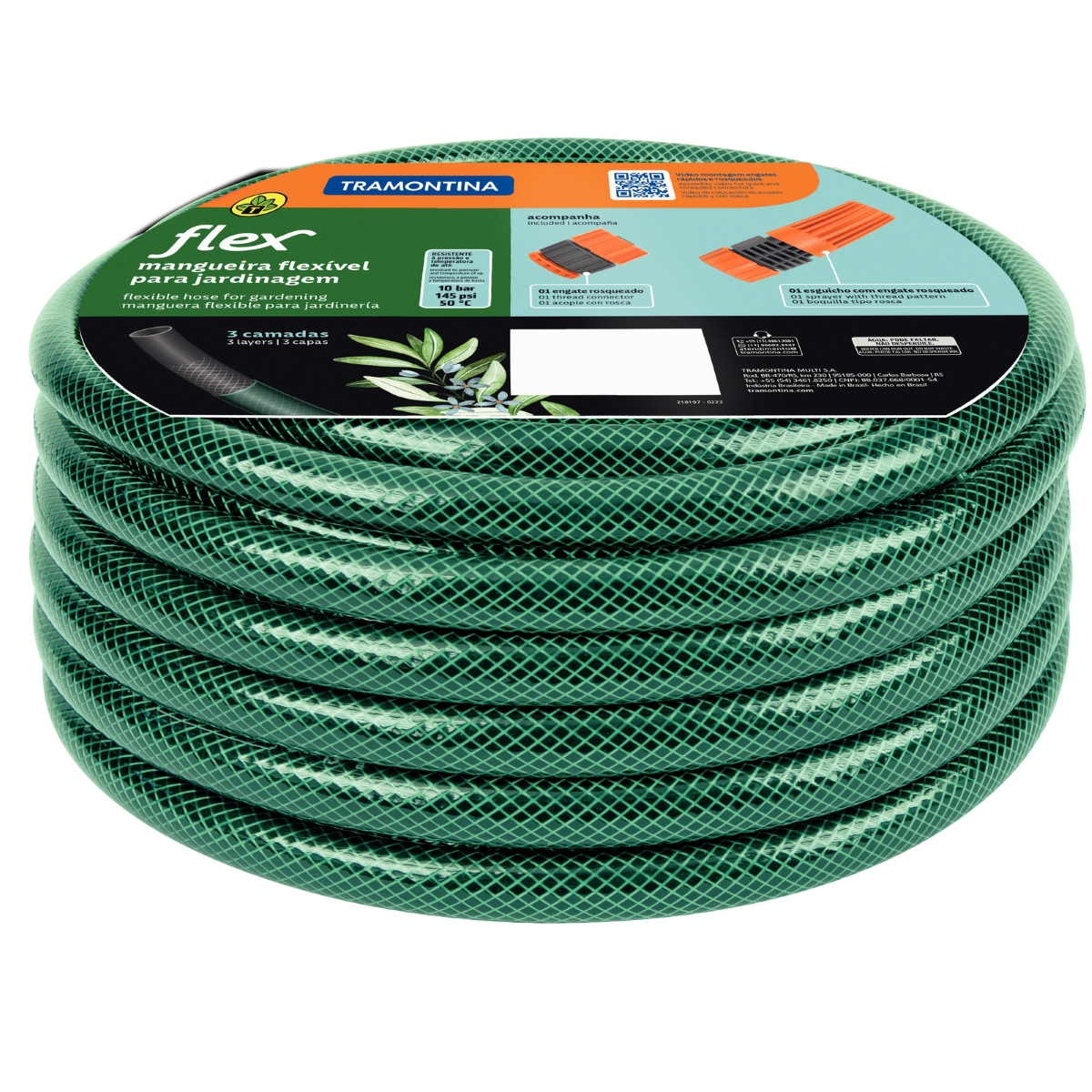 Mangueira Flex Verde 10 m PVC 3 Camadas 10 Bar 145 Psi 50°C Engate ...